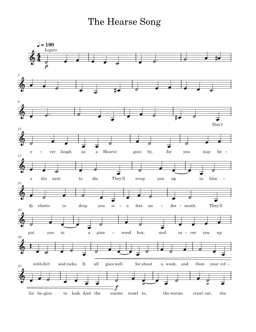 The hearse song – Rusty Cage Sheet Music for Harp (Solo) | MuseScore.com