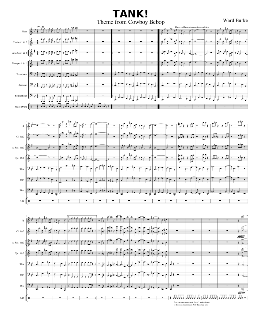 TANK! - Theme from Cowboy Bebop Sheet music for Trombone, Tuba, Flute ...