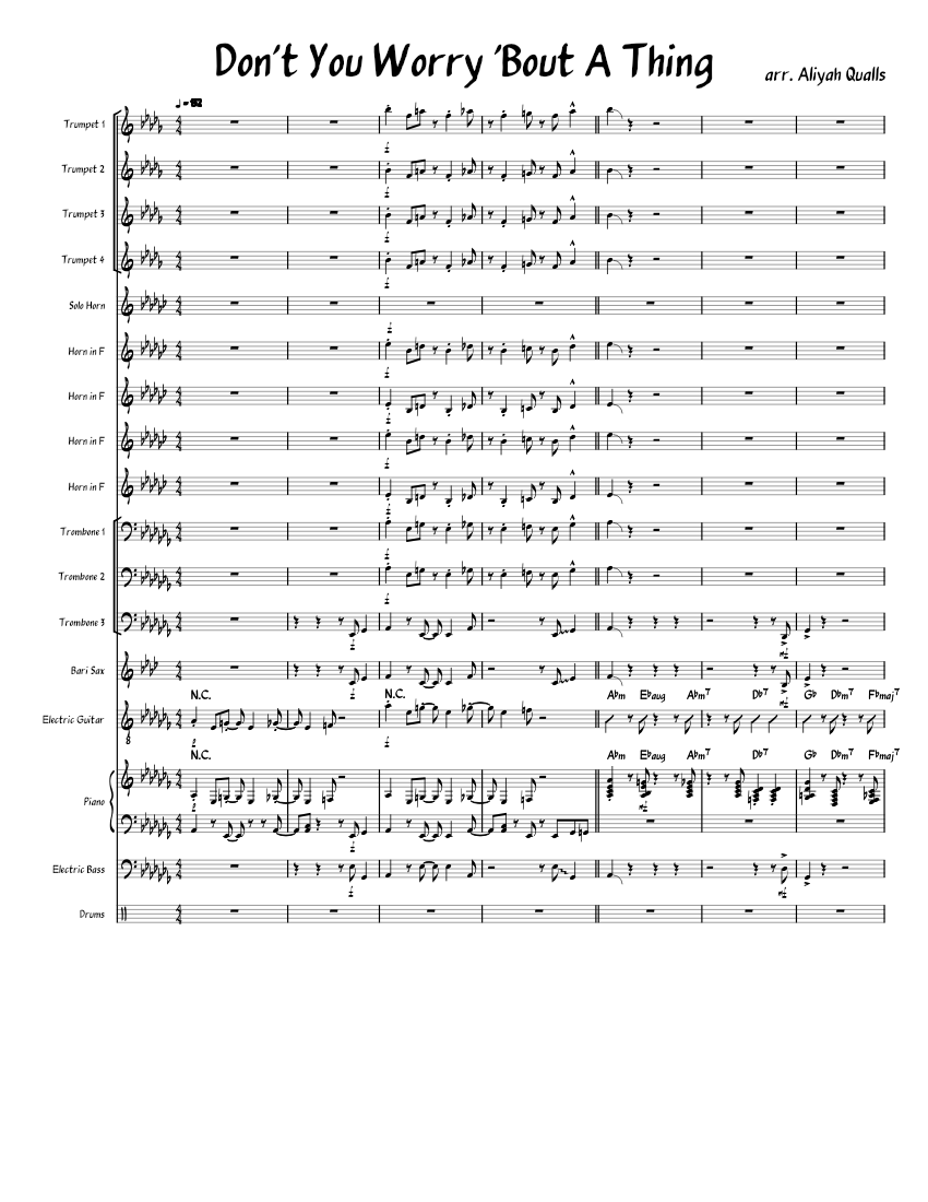 Don't_You_Worry_Bout_A_Thing Sheet Music for Piano, Trombone, Saxophone baritone, Trumpet in b ...