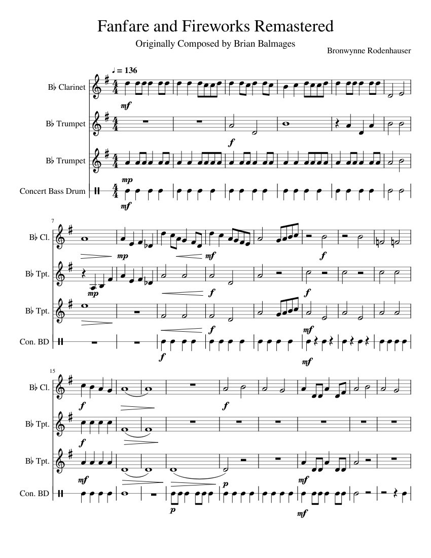 Fanfare_and_Fireworks_Remastered Sheet music for Clarinet in b-flat ...