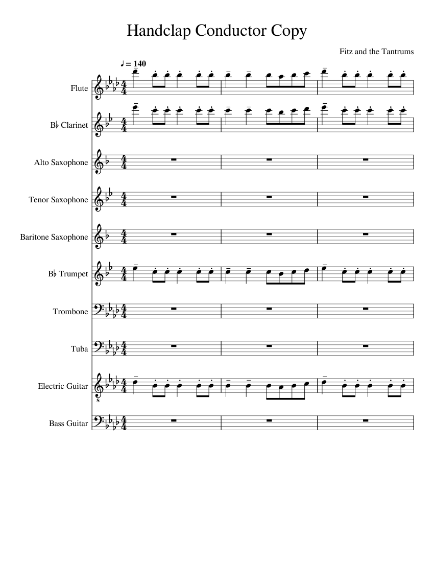Handclap Conductor Copy Sheet music for Trombone, Tuba, Flute, Clarinet ...