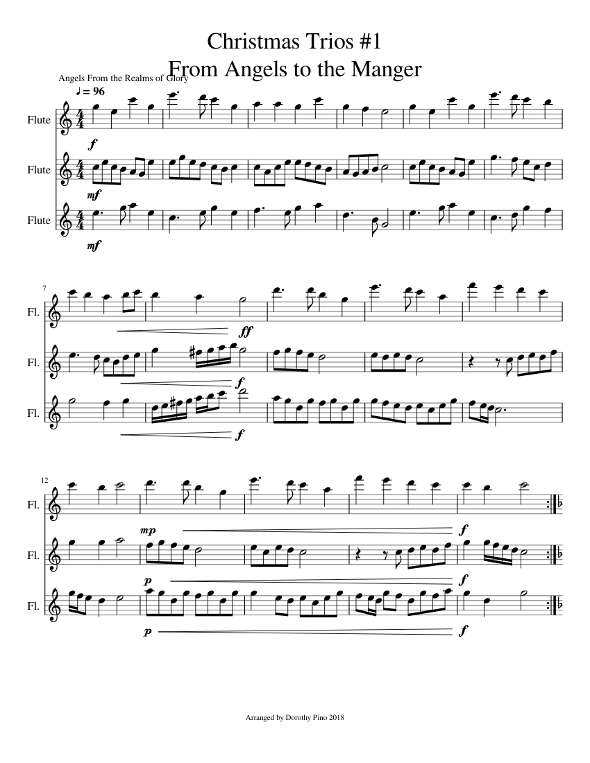 Christmas Trios #1 From Angels to the Manger Sheet music for Flute ...