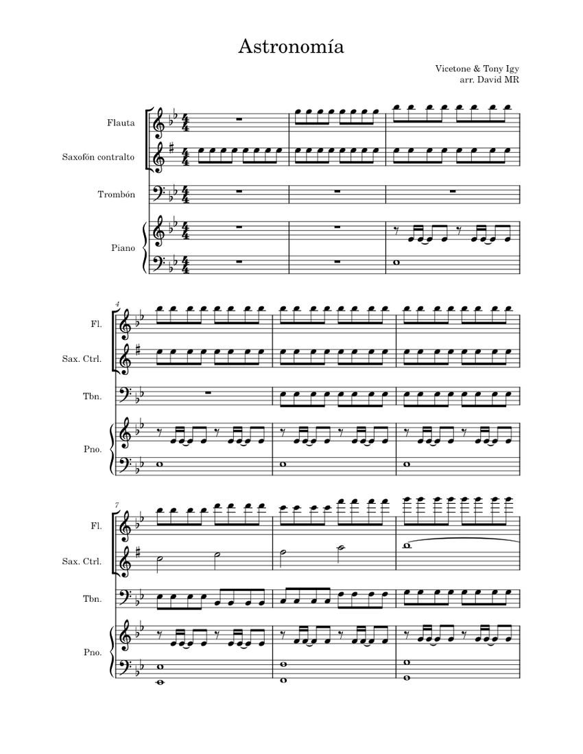 Astronomia – Vicetone Astronomía Sheet music for Piano, Trombone, Flute ...