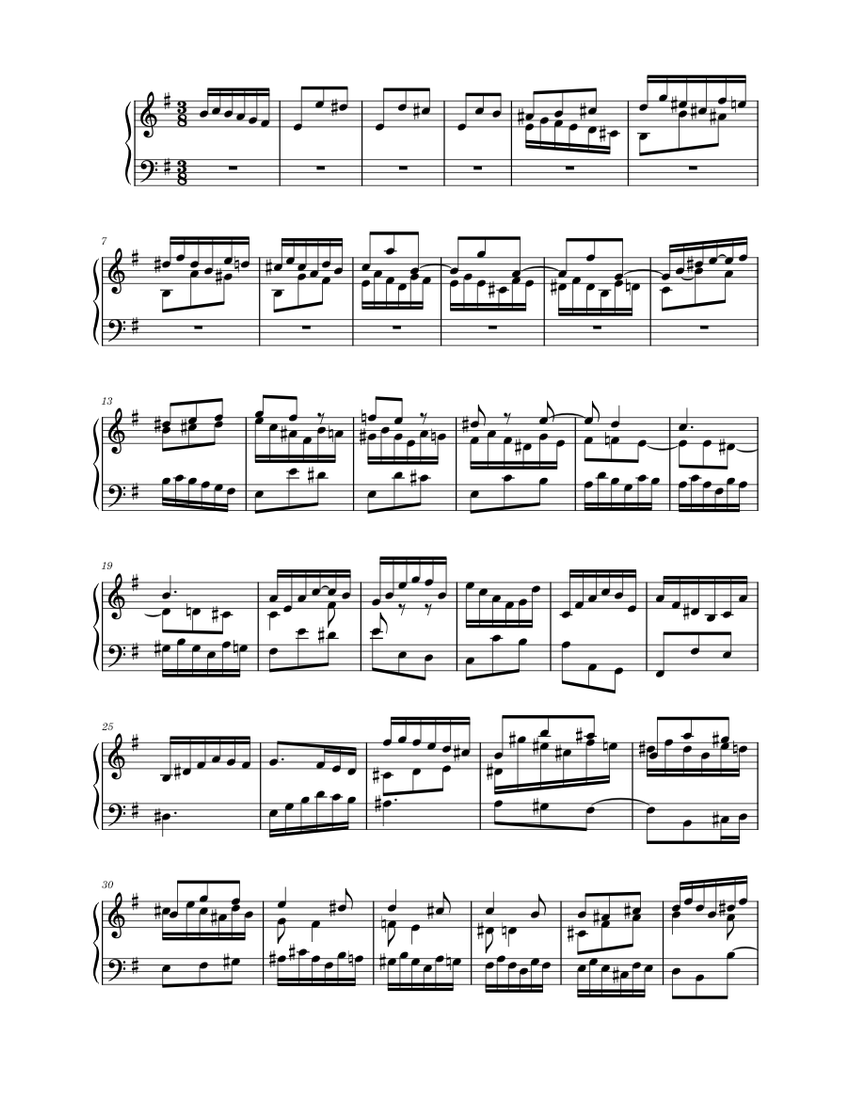 Gigue in E Minor Sheet Music for Piano (Solo) | MuseScore.com