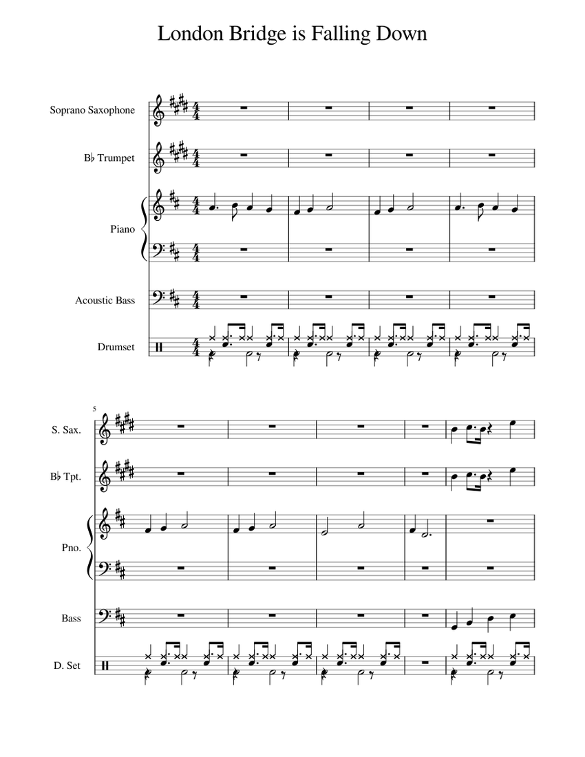 London Bridge is Falling Down Sheet music for Piano, Trumpet in b-flat ...