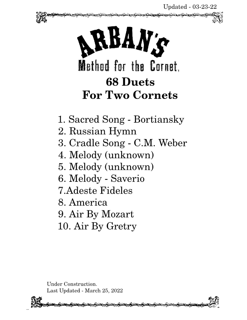 Arban - 68 Duets For Two Cornets ( 1 - 10 ) Sheet Music for Cornet (Brass Duet) | MuseScore.com