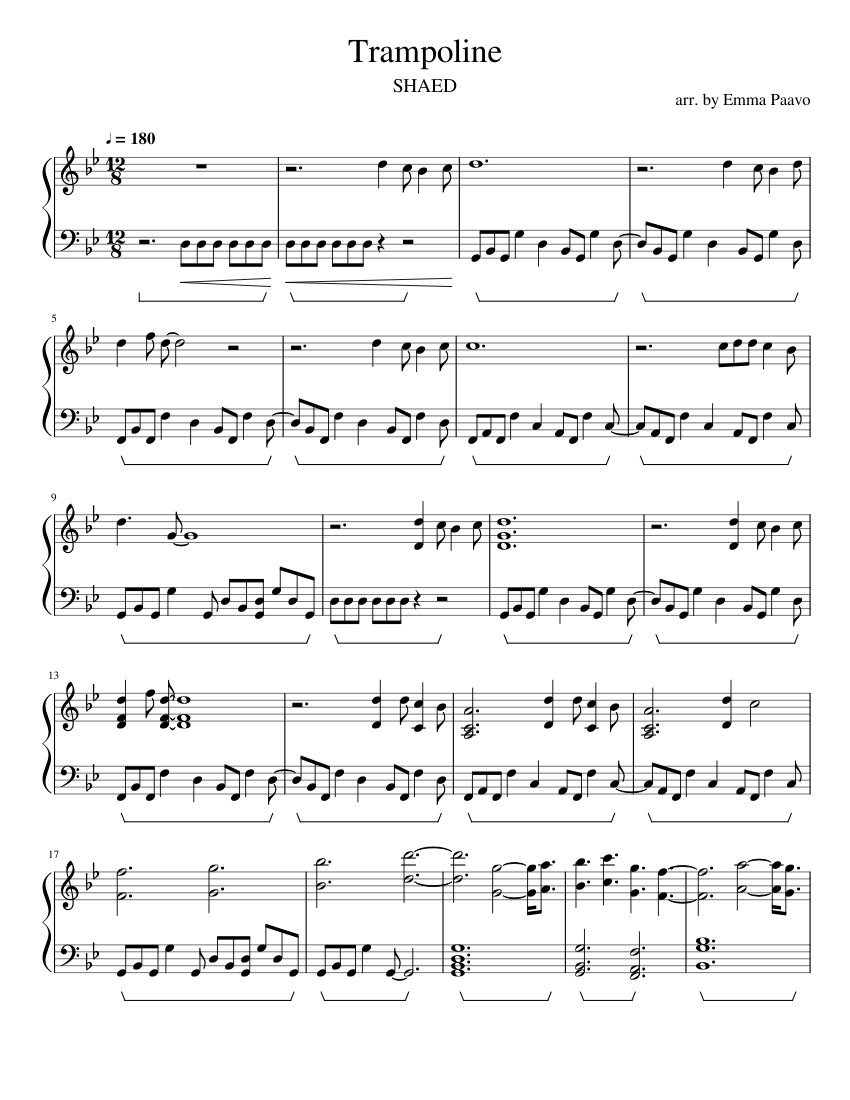 Trampoline - SHAED (Revised and Updated) Sheet Music for Piano (Solo ...