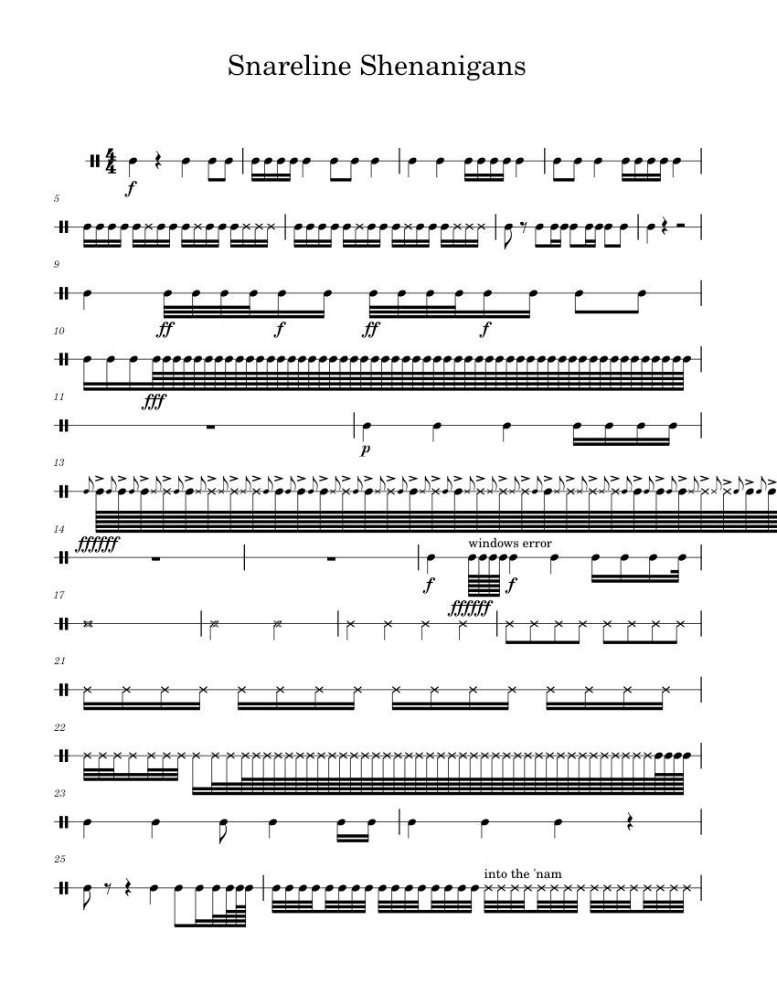 Snareline Shenanigans Sheet music for Snare drum (Solo) | Musescore.com