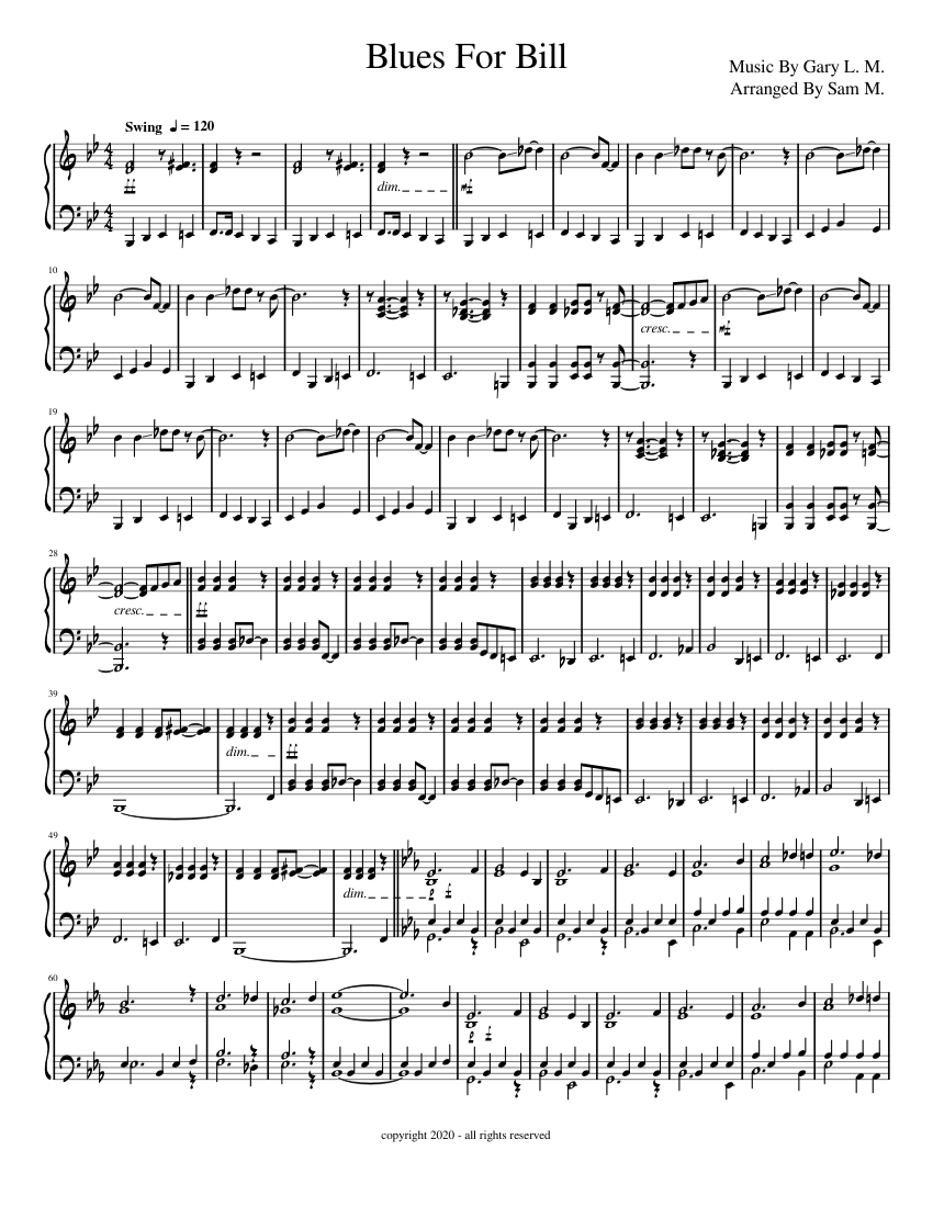 Blues For Bill Sheet Music for Piano (Solo) easy | MuseScore.com