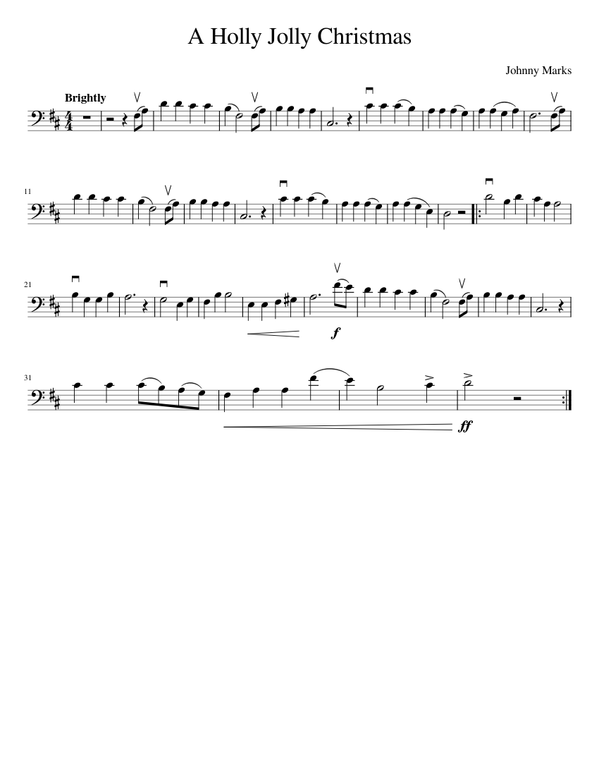 A Holly Jolly Christmas Sheet Music for Cello (Solo) | MuseScore.com