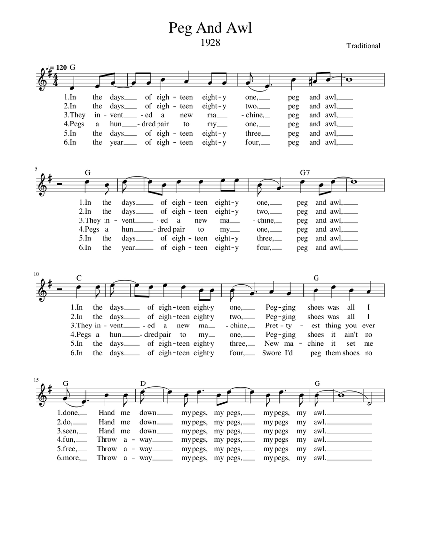 Peg And Awl Sheet music for Piano (Solo) | Musescore.com