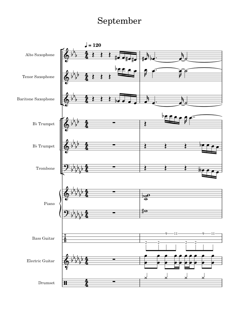 September – Earth, Wind & Fire Sheet music for Piano, Trombone ...