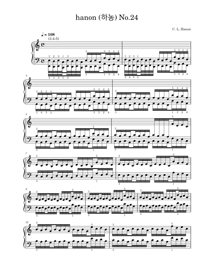 hanon 하농 No.24 Sheet music for Piano (Solo) | Musescore.com