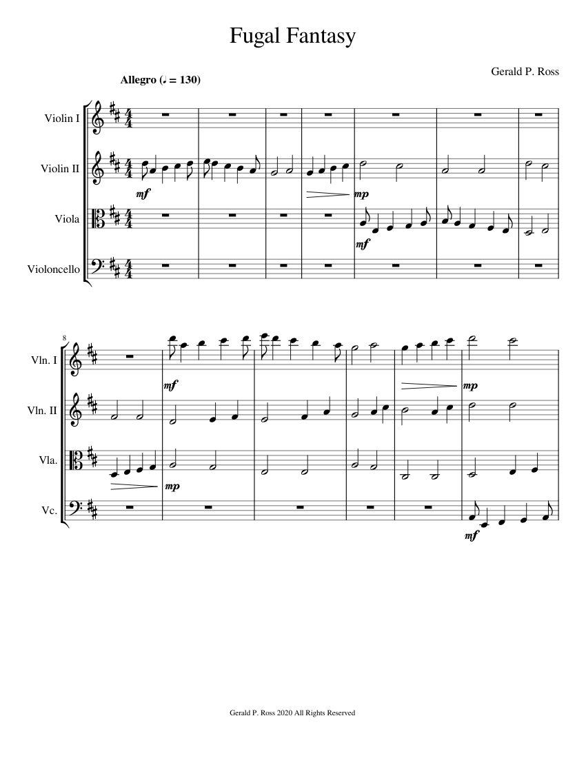 Fugal Fantasy Sheet music for Violin, Viola, Cello (String Ensemble ...