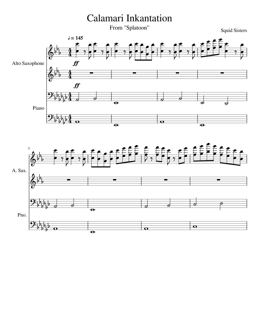 Calamari Inkantation Sheet music for Piano, Saxophone alto (Solo ...