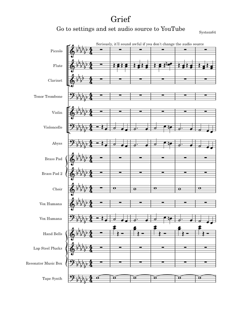 Grief Sheet music for Vocals, Trombone tenor, Flute piccolo, Flute ...