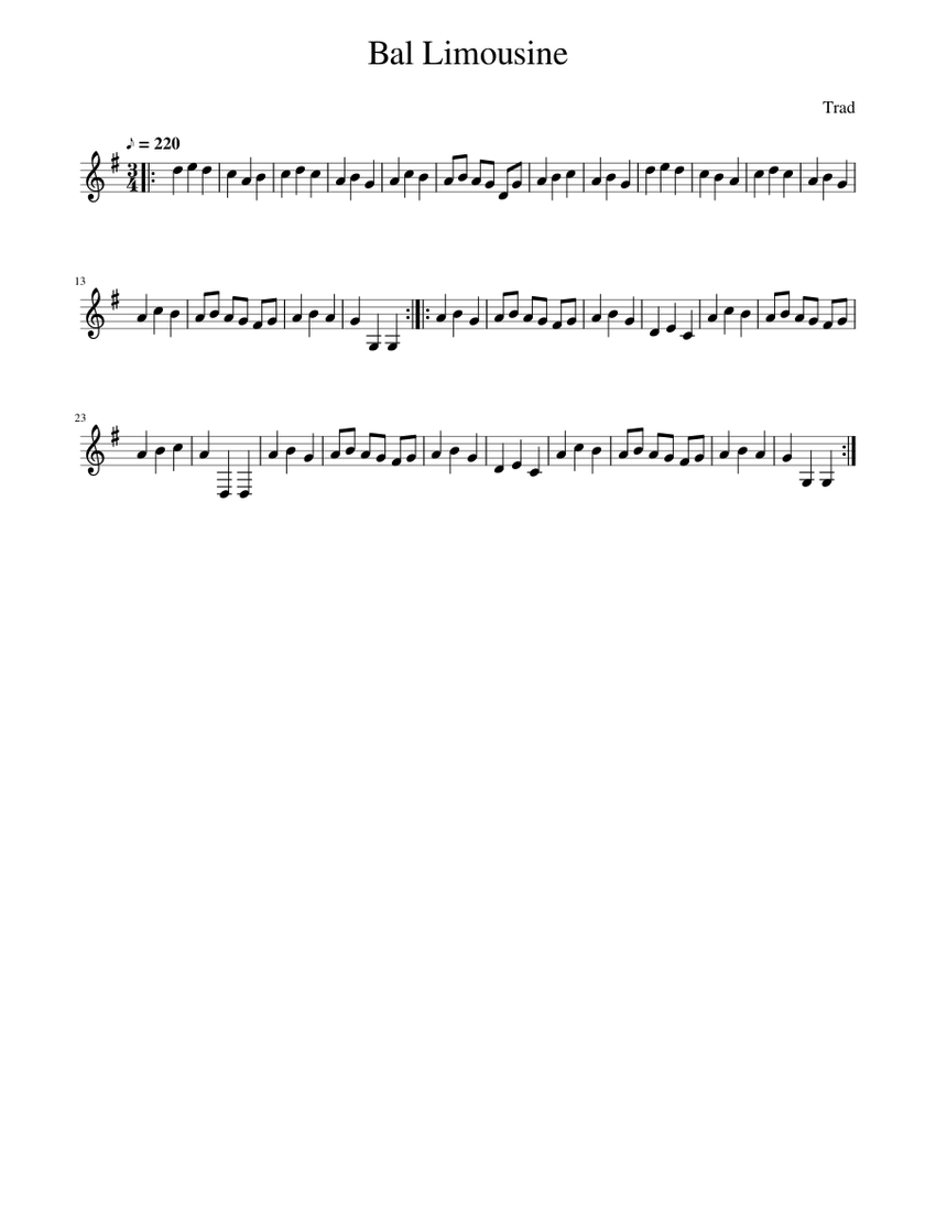 Traditional music - Bal Limousine Sheet music for Piano (Solo) Easy ...