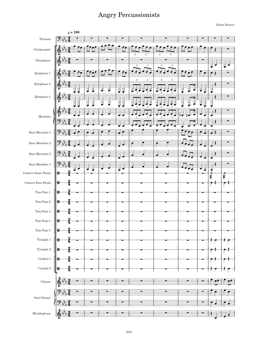 Angry Percussionists Sheet music for Timpani, Vibraphone, Glockenspiel ...