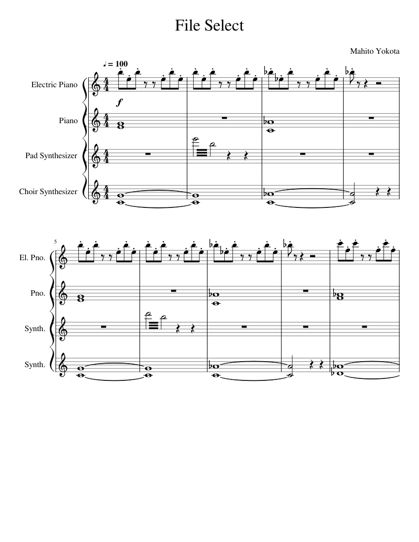 File_Select SMG Sheet Music for Piano, Synthesizer (Mixed Quartet ...