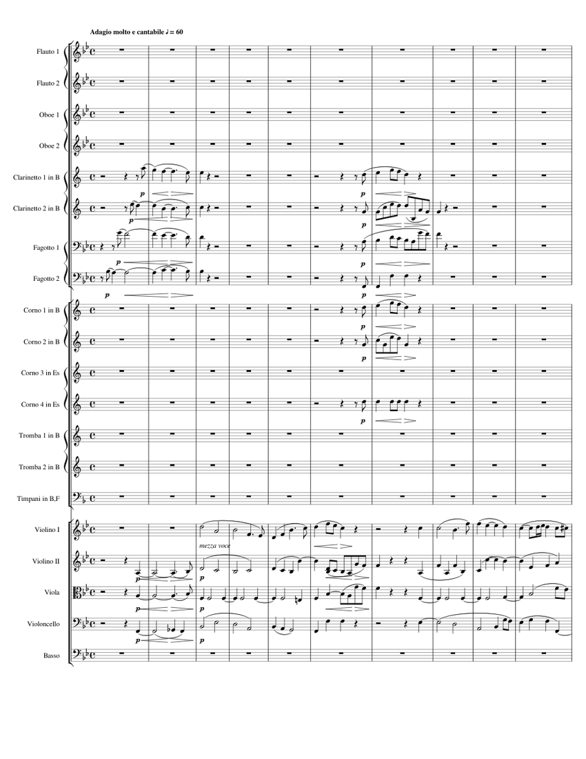 Beethoven, Ludwig van Symphony No. 9 3rd Movement Sheet Music for Flute ...