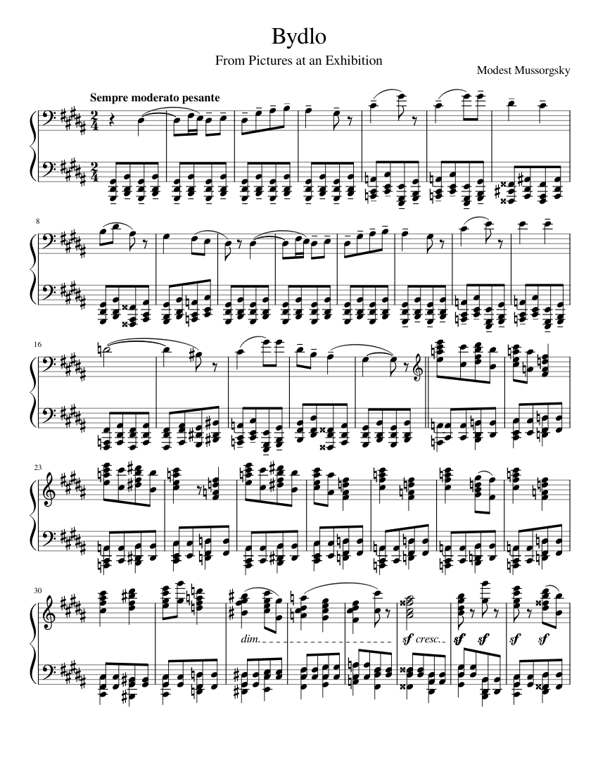 Bydlo Sheet Music for Piano (Solo) | MuseScore.com