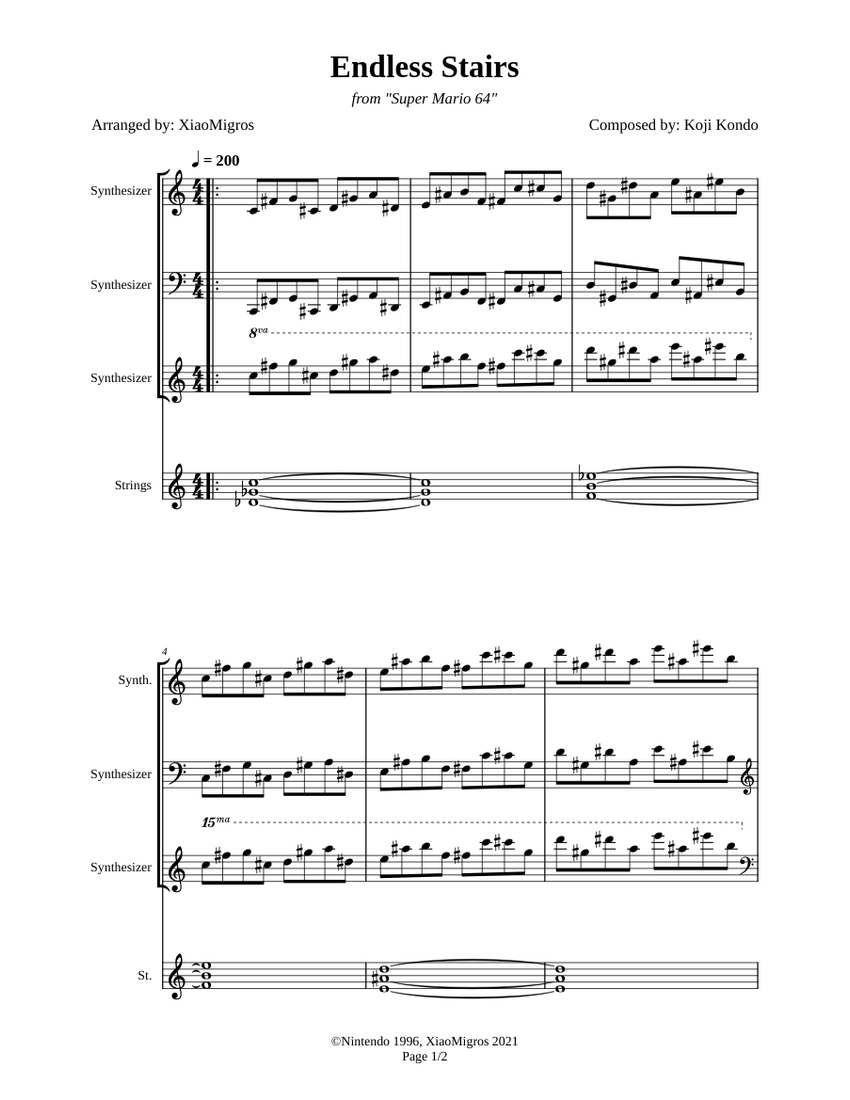 Endless Stairs - Super Mario 64 Sheet Music for Piano, Strings group ...