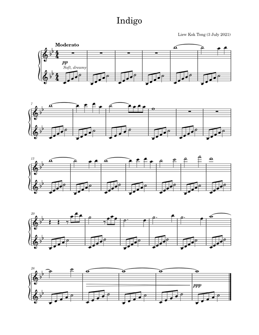 Indigo Sheet music for Piano (Solo) Easy | Musescore.com
