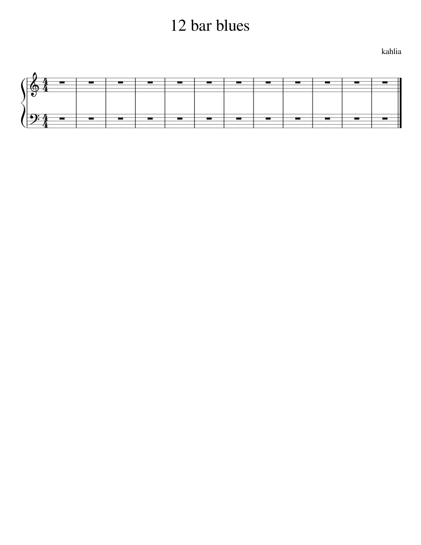 12 bar blues Sheet music for Piano (Solo) Easy | Musescore.com