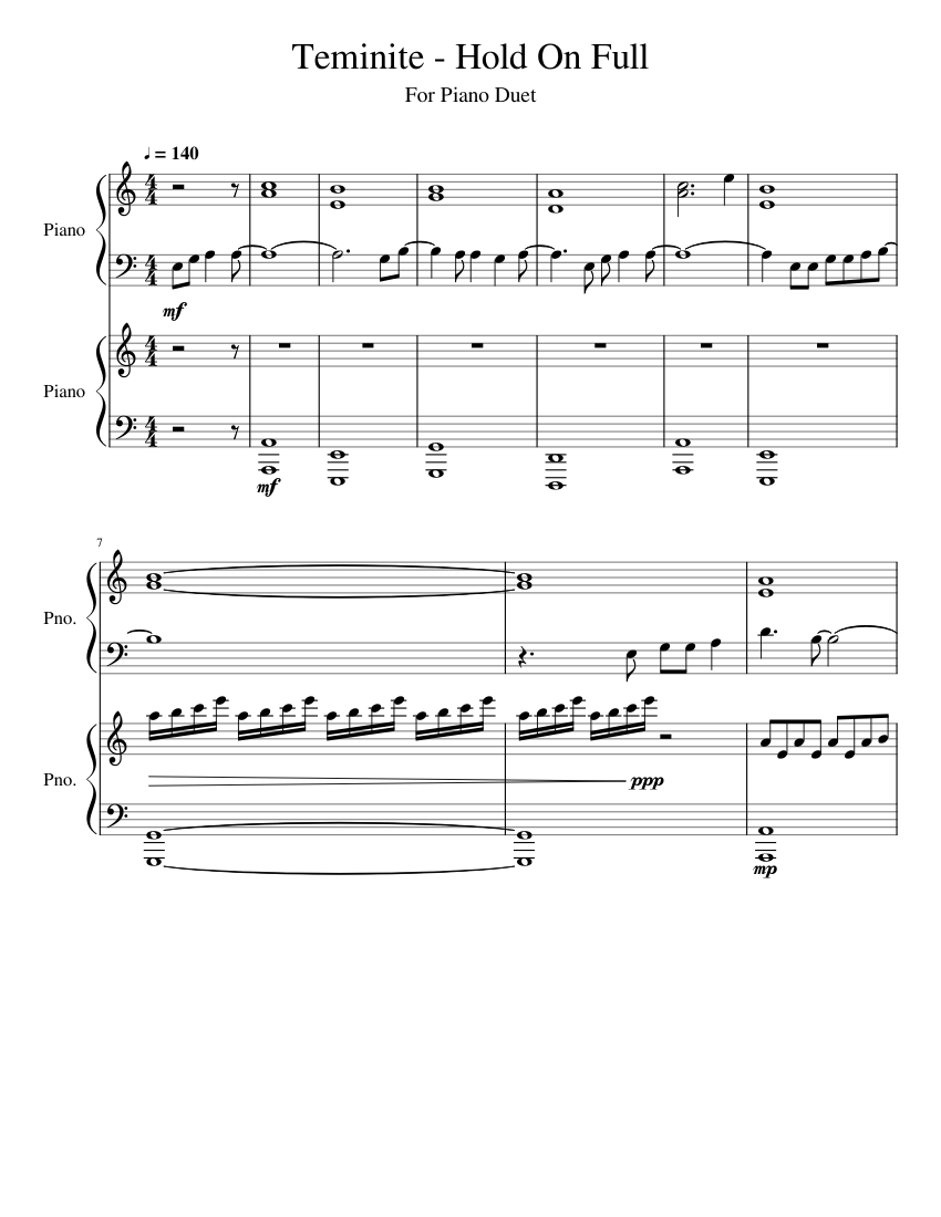 Teminite - Hold On Sheet Music for Piano (Piano Duo) | MuseScore.com