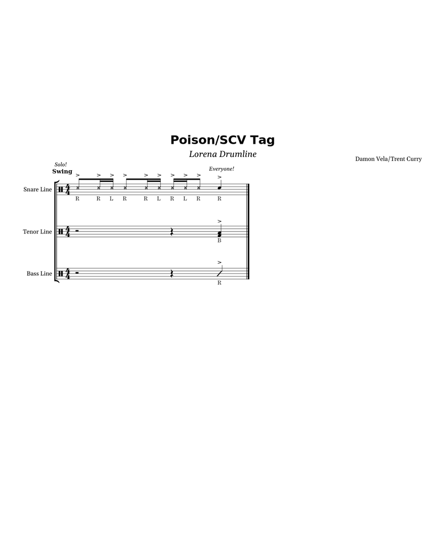Poison/SCV Tag Sheet music for Snare drum, Tenor drum, Bass drum ...