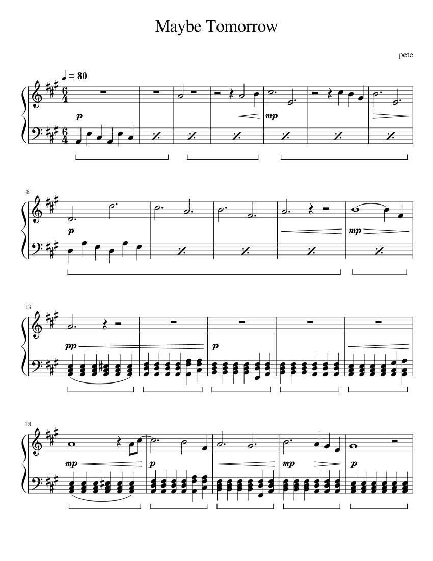 Maybe Tomorrow Sheet Music for Piano (Solo) | MuseScore.com