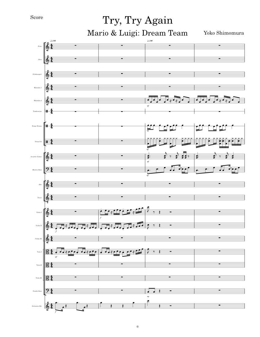 Try, Try Again (Mario & Luigi: Dream Team) - Transcribed Score Sheet ...