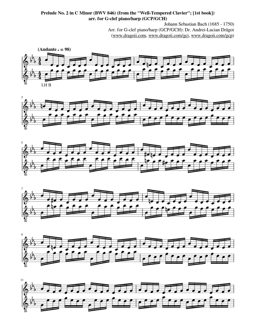 Prelude No. 2 in C Minor (BWV 846) (from the "Well-Tempered Clavier ...