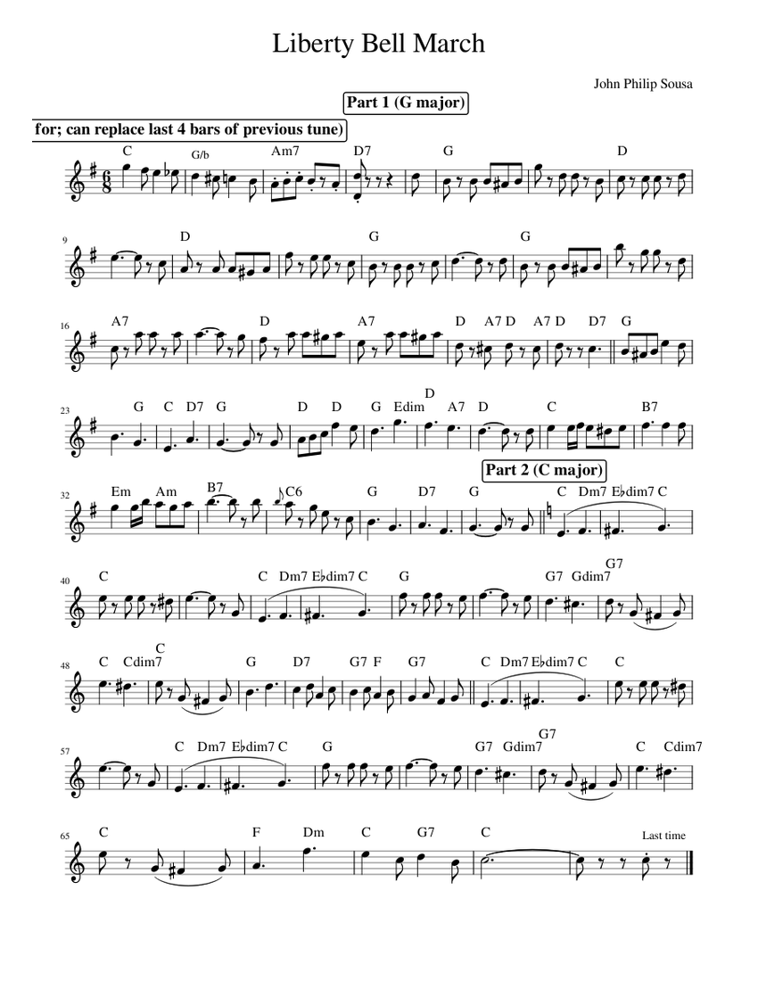 John Philip Sousa - Liberty Bell March Sheet music for Piano (Solo ...