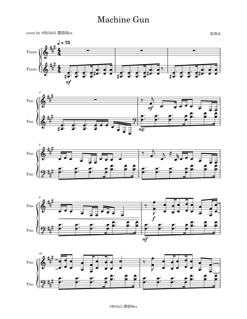 Machine Gun Sheet music for Piano (Solo) | Musescore.com