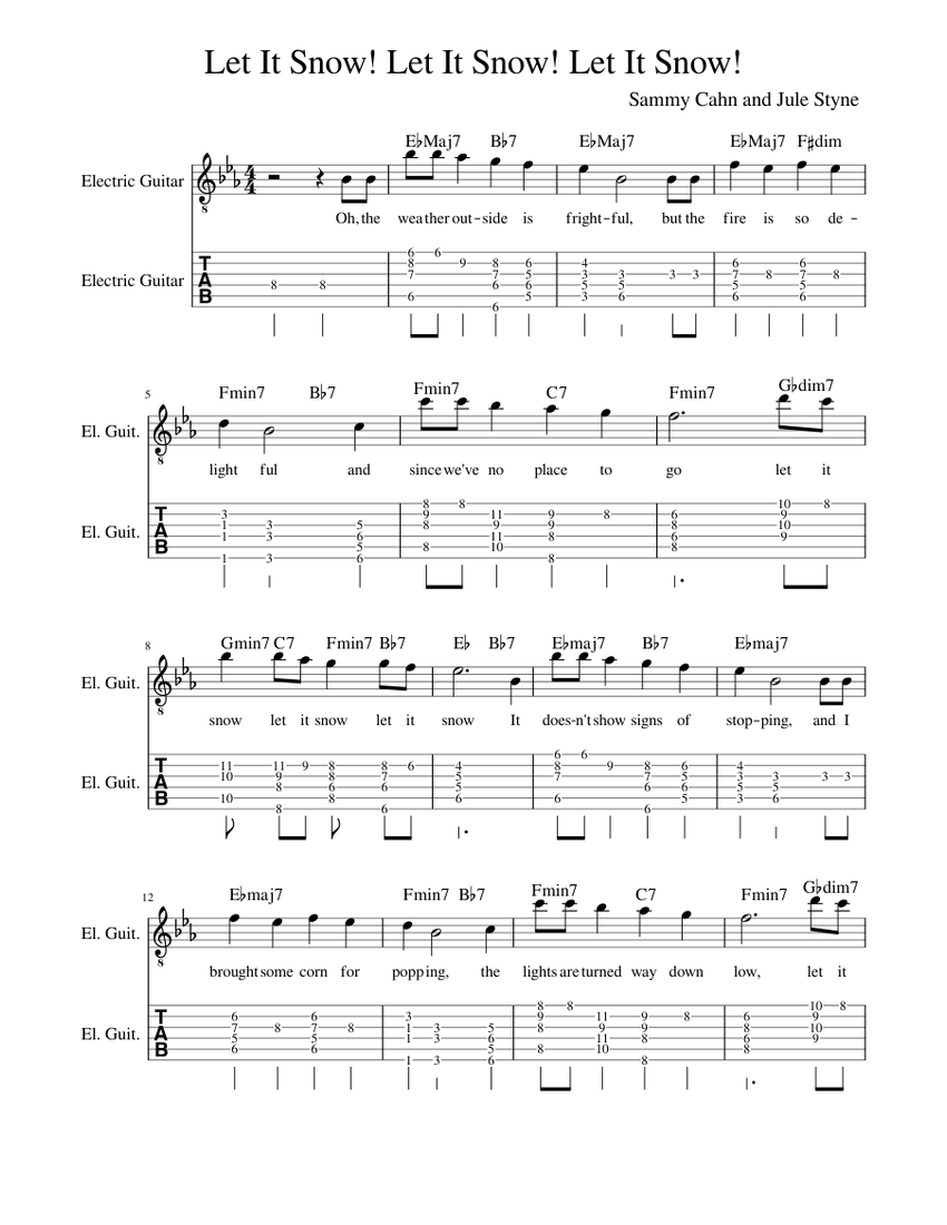 Let it snow - Frank Sinatra Sheet Music and Tab with Chords for Guitar ...