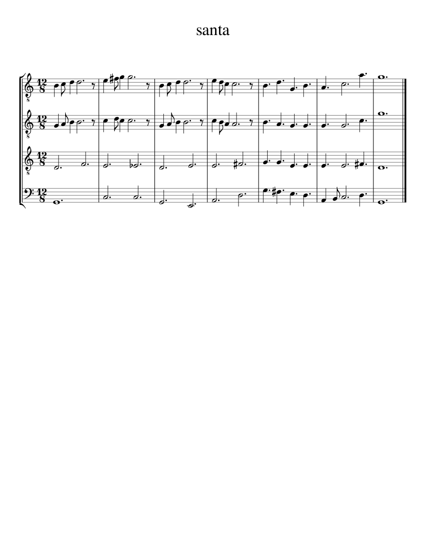 Santa Sheet music for Tenor, Bass voice (Choral) | Musescore.com
