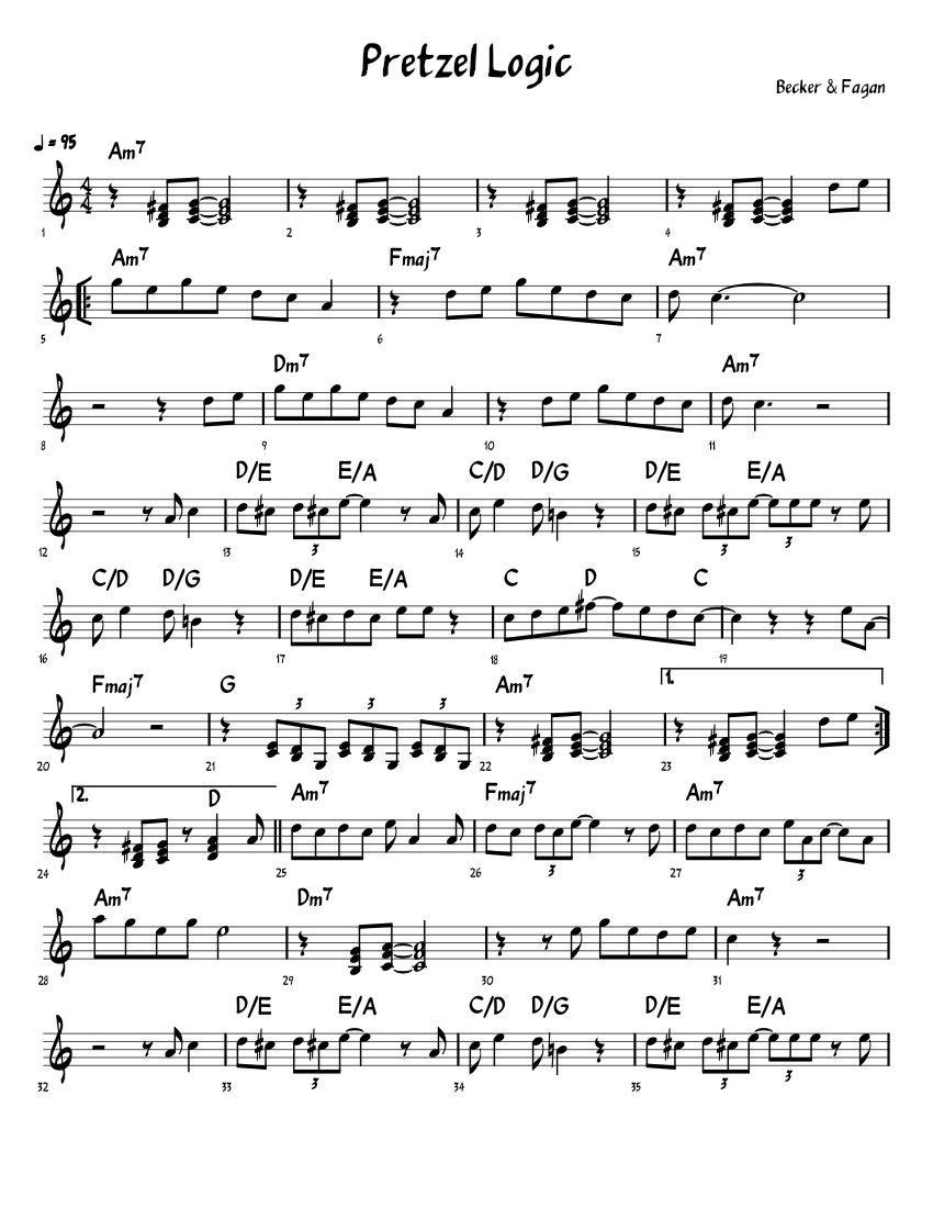 Pretzel Logic (Lead Sheet) - piano tutorial