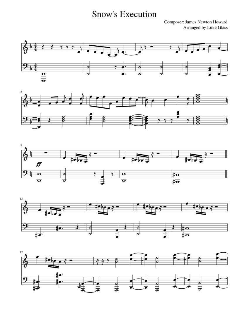 The Hunger Games: Mockingjay Part 2 Snows Execution Sheet Music for ...