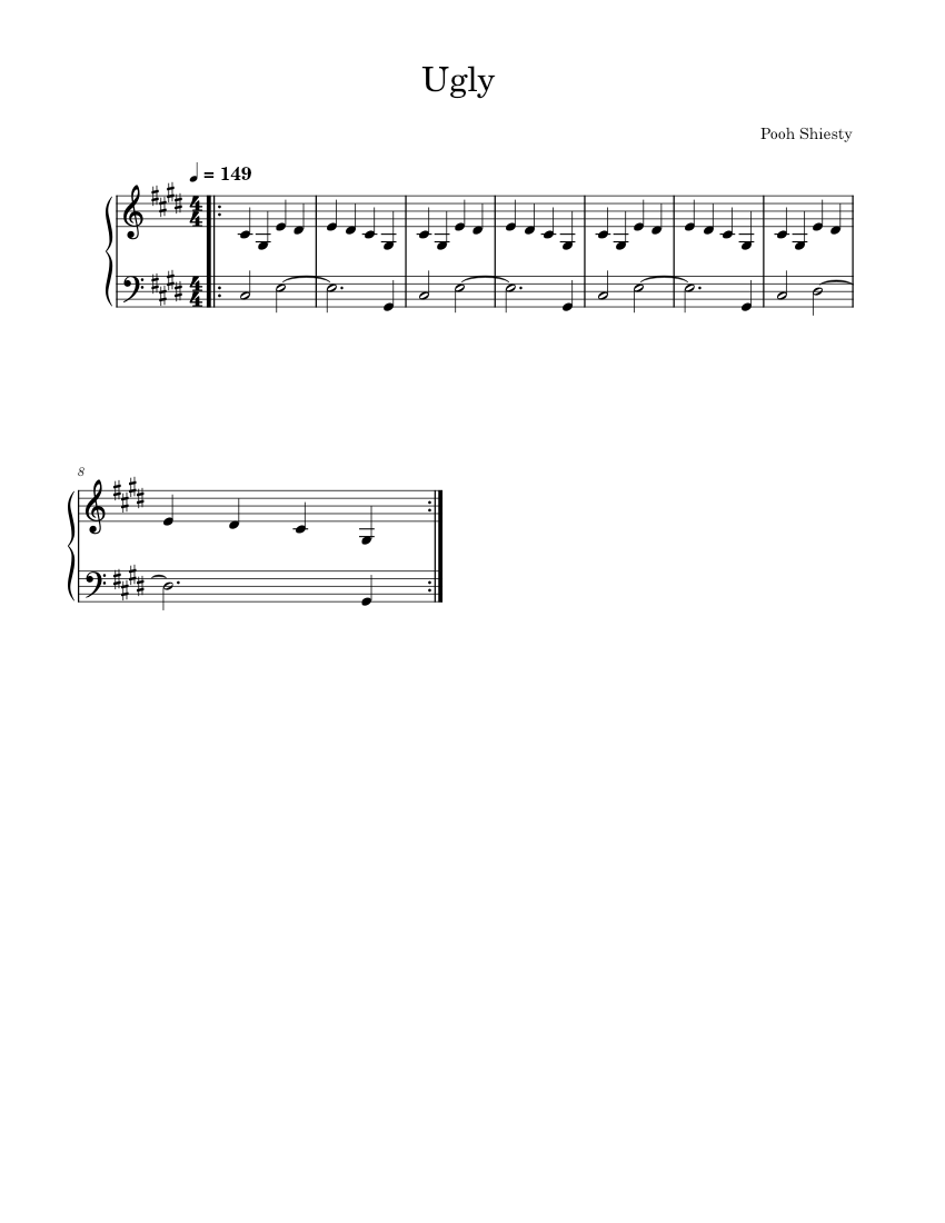 Ugly Sheet music for Piano (Solo) Easy | Musescore.com