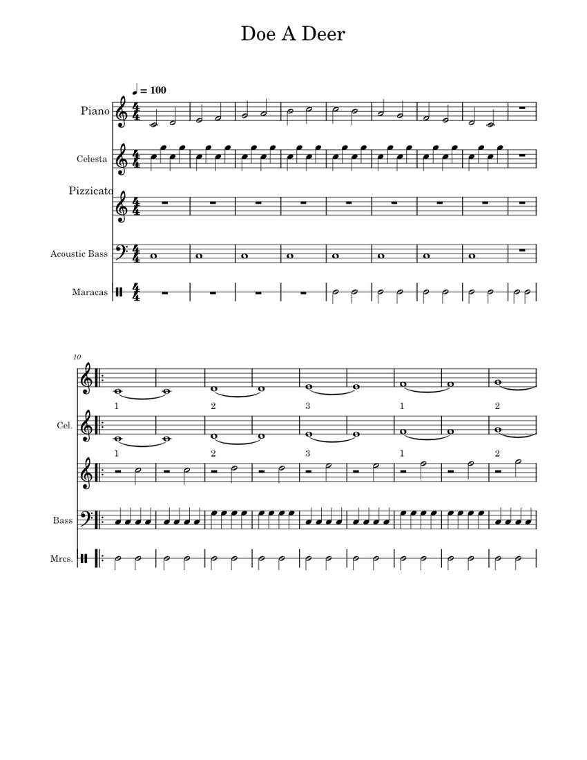 Doe a Deer - Keys Sheet music for Piano, Celesta, Bass guitar, Harp ...
