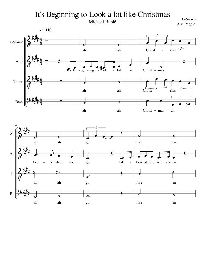 It's Beginning to Look a lot like Christmas Sheet Music for Soprano ...