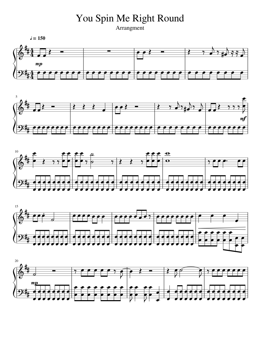 You Spin Me Right Round Sheet music for Piano (Solo) | Musescore.com