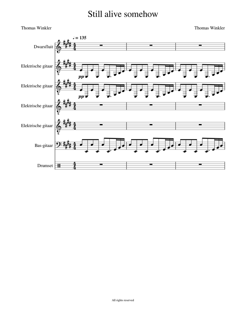 9 Still_alive_somehow Sheet music for Flute, Guitar, Bass guitar, Drum ...
