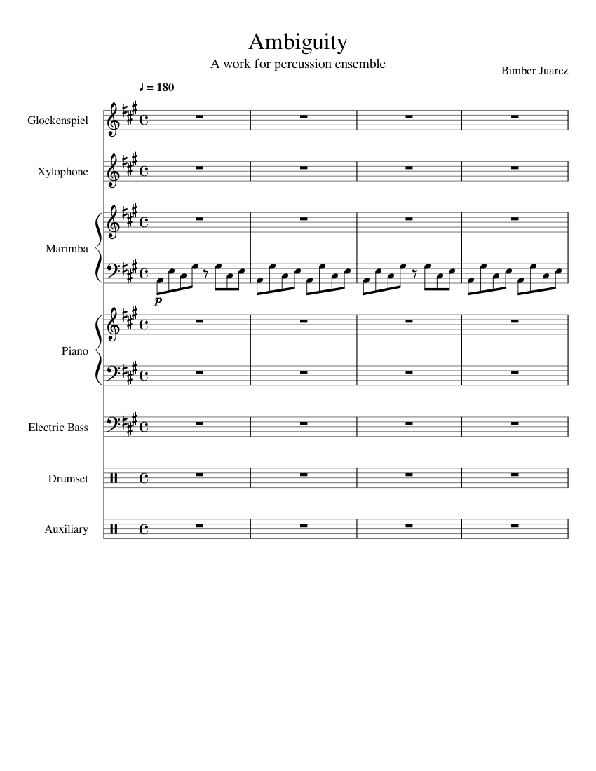 Ambiguity Sheet music for Piano, Glockenspiel, Bass guitar, Drum group ...