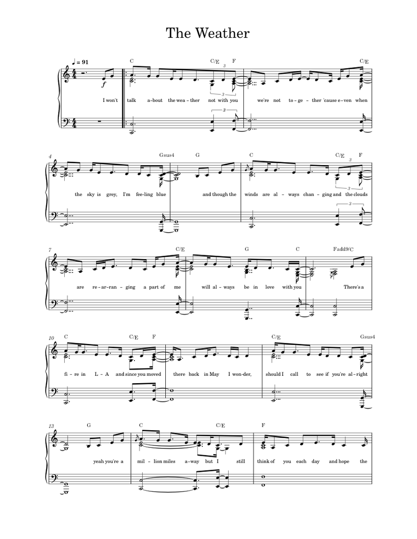 The Weather – Lawrence (Solo Piano) Sheet Music with Chords for Piano ...