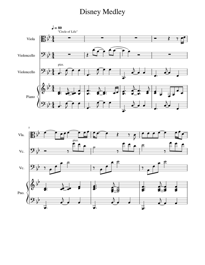 Disney Medley (1) Sheet music for Piano, Viola, Cello (Mixed Ensemble ...