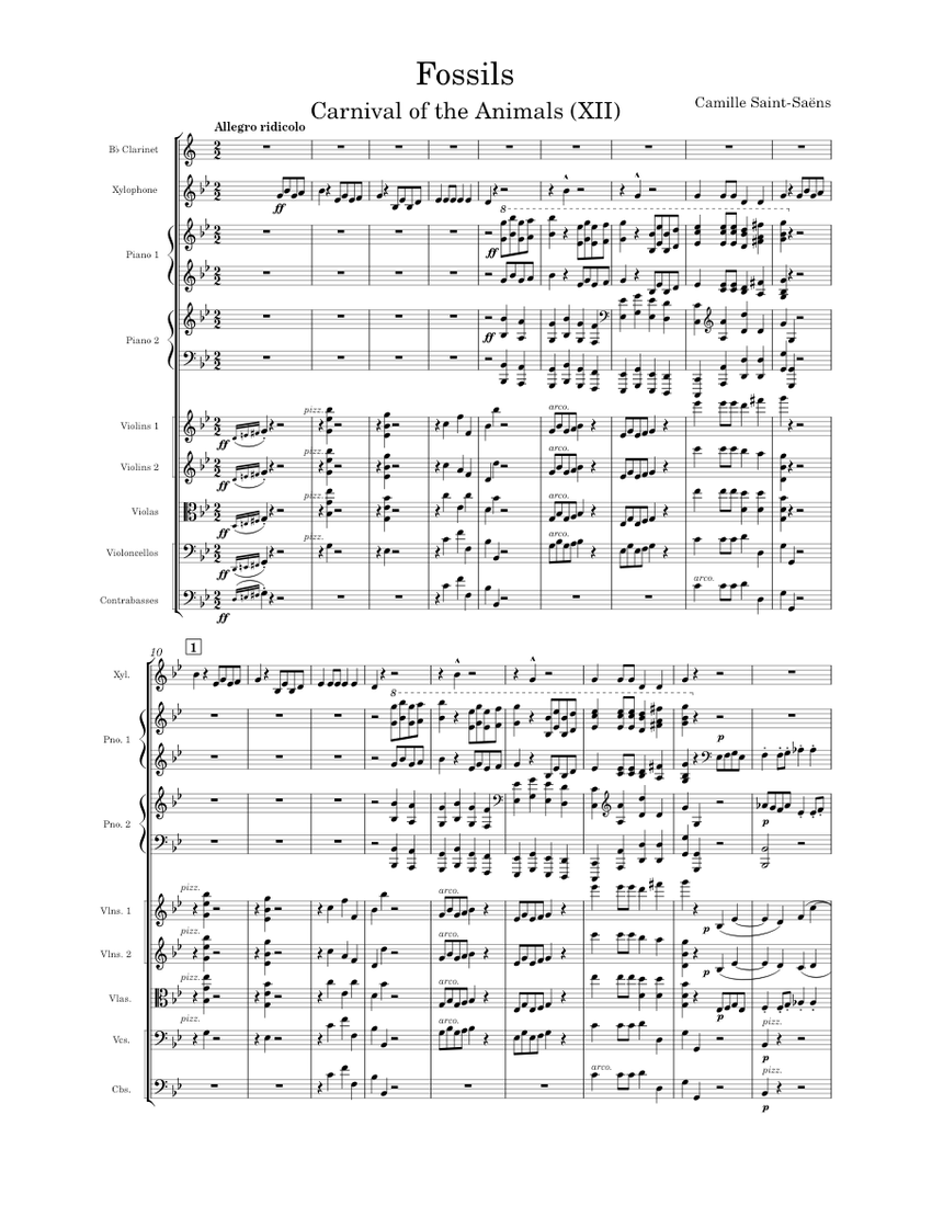 Fossils, Carnival of the Animals (12th Movement), by Camille Saint ...