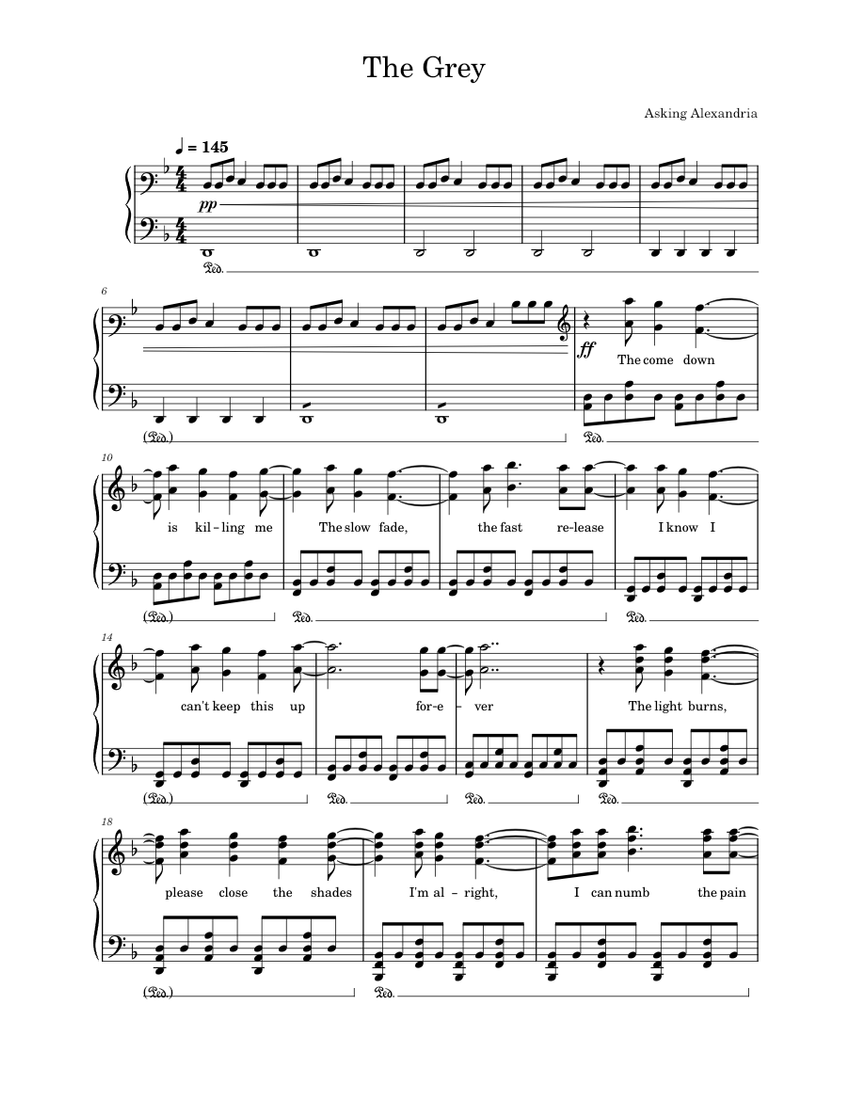 The Grey – Asking Alexandria Sheet music for Piano (Solo) | Musescore.com
