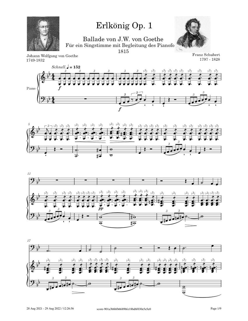 Erlkönig D.328 – Franz Schubert Sheet music for Piano, Baritone (Solo ...